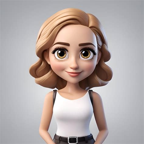 Menina Bonita Com Cabelo Loiro E Olhos Azuis Renderização 3d Foto Grátis