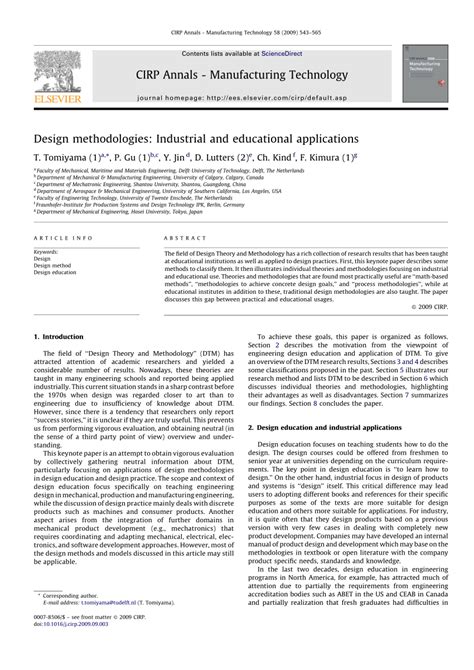 Pdf Design Methodologies Industrial And Educational Applications