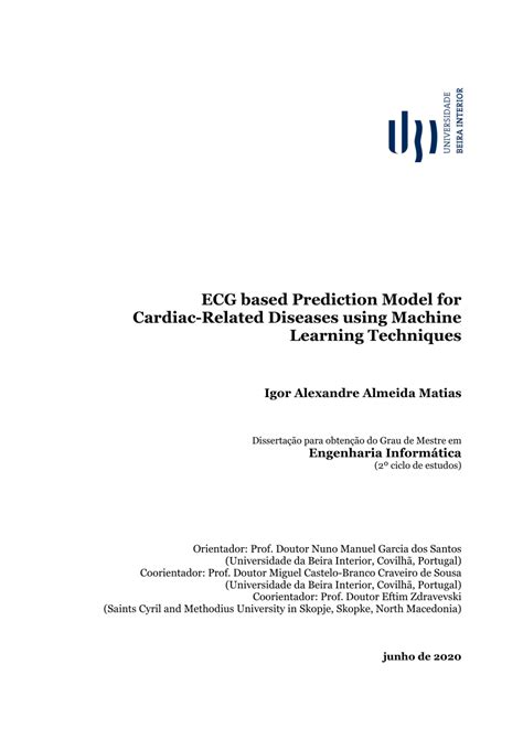 Pdf Ecg Based Prediction Model For Cardiac Related Diseases Using