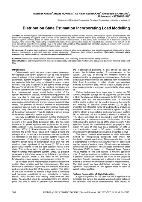 Pdf Distribution State Estimation Incorporating Load Modelling