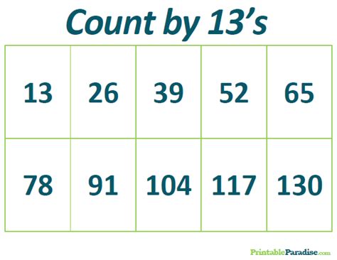 Printable Count By 13 Practice Chart