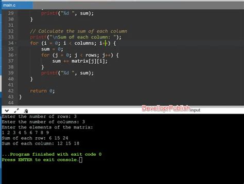 C Program To Find The Sum Of Each Row And Column Of A Matrix