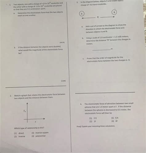 Solved 1 Two Objects One With A Charge Of 20×104