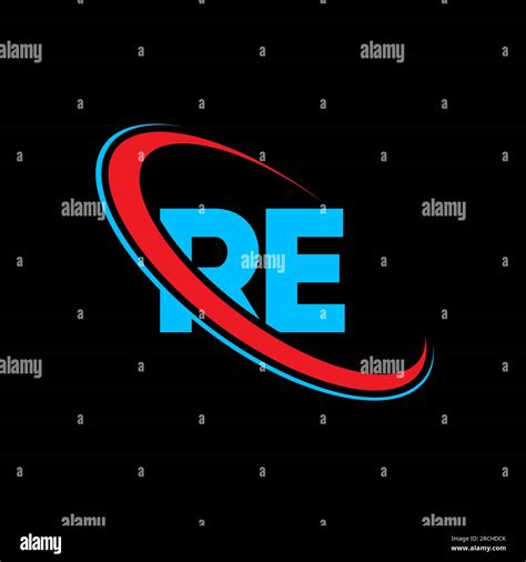 RE R E Letter Logo Design Initial Letter RE Linked Circle Uppercase Monogram Logo Red And Blue