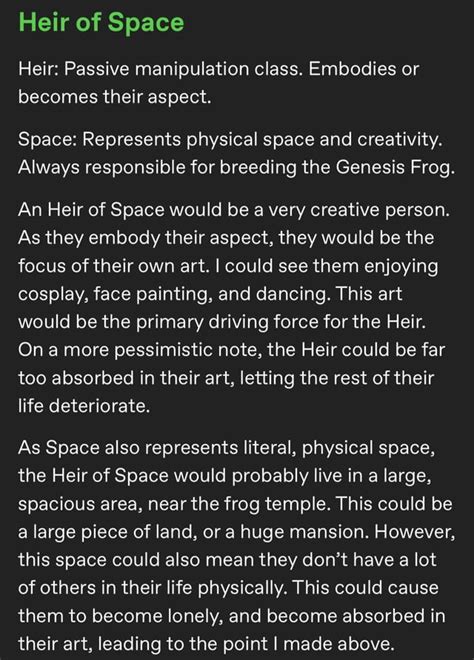 Classpect Analysis Heir Of Space R Homestuck