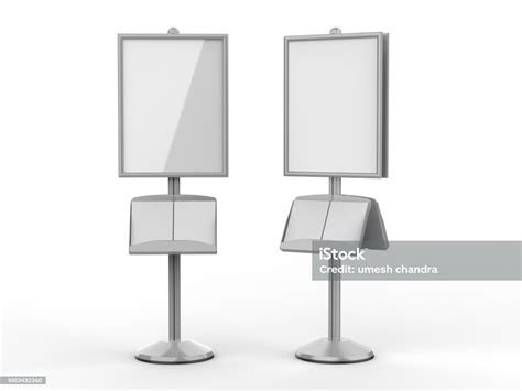 지 면 서 포스터 디스플레이 홀더 스냅 프레임 스탠드 광고 표시 홀더 3d 렌더링 그림 키오스크에 대한 스톡 사진 및 기타 이미지 Istock