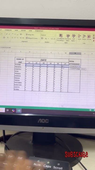 Attendance Sheet How To Auto Calculate Present And Absent In Excel