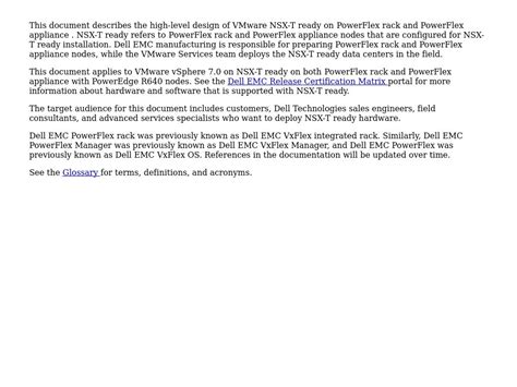 Introduction Dell Emc Powerflex Appliance And Powerflex Rack Vmware Nsx T Ready Architecture
