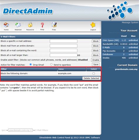 How To Use Spam Filter In Directadmin Enhanced Skin IPSERVERONE