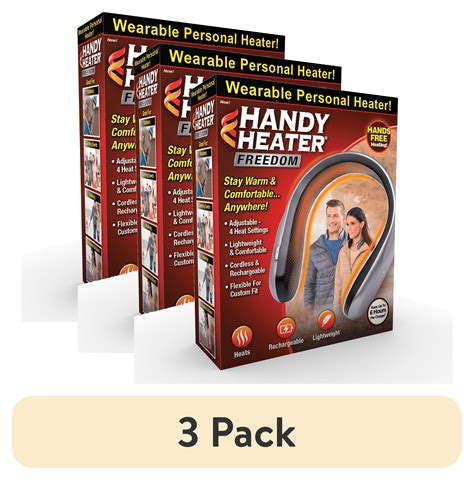 3 Pack Handy Heater Freedom Wearable Ceramic Heater Rechargeable
