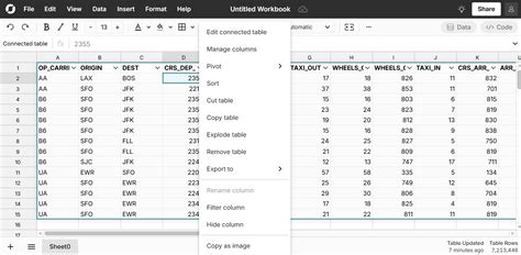 Updates To Data Tables Row Zero
