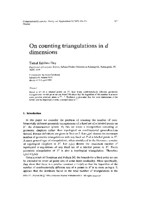 Pdf On Counting Triangulations In D Dimensions