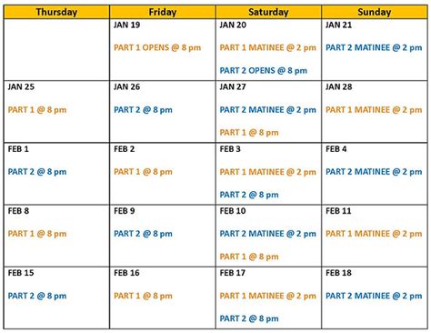 Performance Calendar Actors Theatre