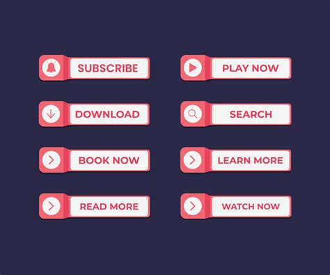 Web Buttons Or Vector Website Interface Action Buttons Set Vector Art At Vecteezy