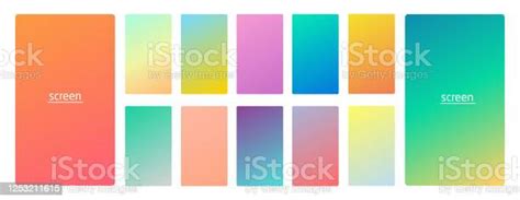 파스텔 그라데이션 부드럽고 생생한 부드러운 색상 배경 세트 장치 Pc 및 현대 스마트폰 화면 소프트 파스텔 컬러 배경 벡터 Ux 와 흰색에 고립 된 Ui 디자인 일러스트