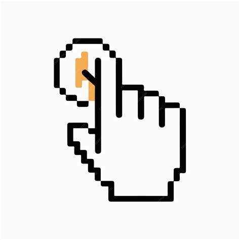 Premium Vector Pixelated Click Button Icon With Hand Gesture