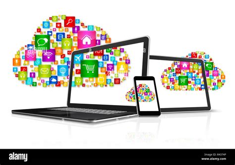 Cloud Computing Symbol And Computer Set Stock Photo Alamy