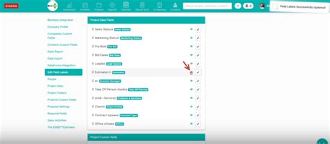 how to edit hide and move project data fields