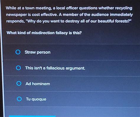 Solved While At A Town Meeting A Local Officer Questions