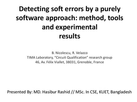 Detecting Soft Errors By A Purely Software Approach