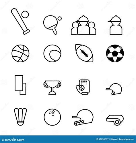 Set Of Simple Line Sport Icons Vector Illustration Stock Vector