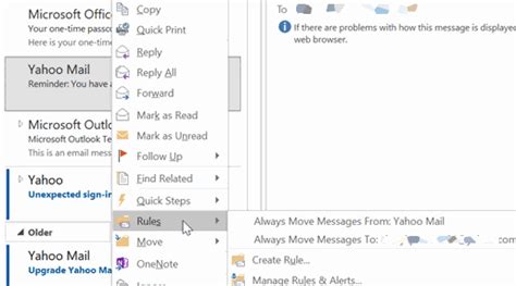 how to automatically move emails to a folder in outlook