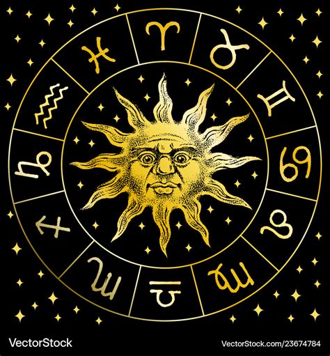 Zodiac Sun Icon Astrology Horoscope With Signs Vector Image