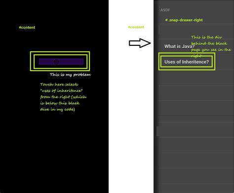 Javascript On Touching Uppermost Div Selects Contents Of Div Under It