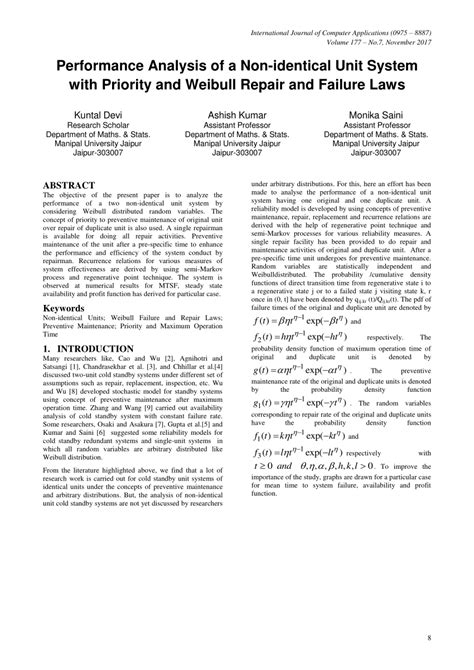 pdf performance analysis of a non identical unit system with priority
