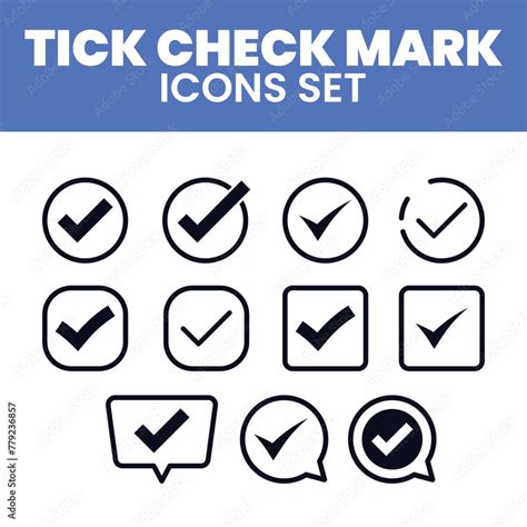 Check Mark Icons Set Vector Tick Mark Illustration Correction Mark Approve Line Tick Check Mark
