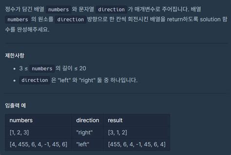 프로그래머스level 0 🌌 배열 회전 시키기 프로그래머스level 0 🌌 배열 회전 시키기