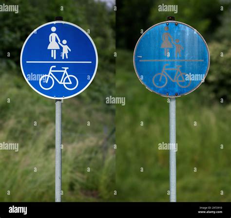 A Traffic Sign For A Cycle And Pedestrian Path Symbol Of Old And New