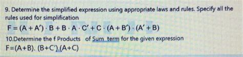 solved 9 determine the simplified expression using