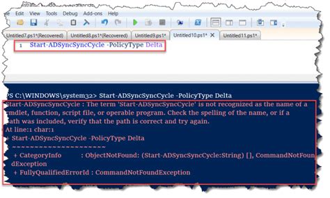 Start ADSyncSyncCycle Is Not Recognized Azure Lessons
