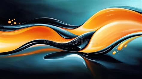 Abstract Orange And Teal Liquid Swirls Dynamic Fluid Art Stock Illustration Illustration Of