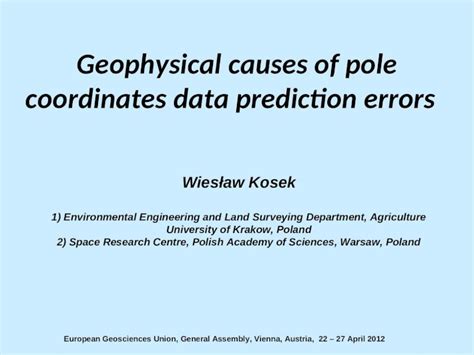 ppt geophysical causes of pole coordinates data prediction errors