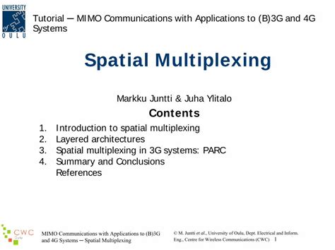 Pdf Spatial Multiplexing · Pdf Filespace Öspacedivision Multiplexing Sdm Or Spatial