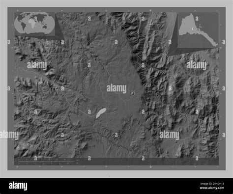 Maekel Region Of Eritrea Grayscale Elevation Map With Lakes And