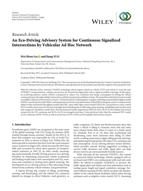 Pdf An Eco Driving Advisory System For Continuous Signalized