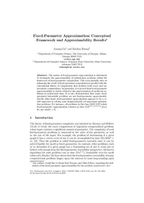 Pdf Fixed Parameter Approximation Conceptual Framework And