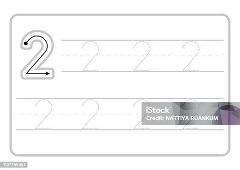 숫자 학습 번호를 쓰기 위한 무료 필기 페이지 숫자 유치원 벡터에 대 한 워크 시트 추적 건강관리와 의술에 대한 스톡 벡터 아트