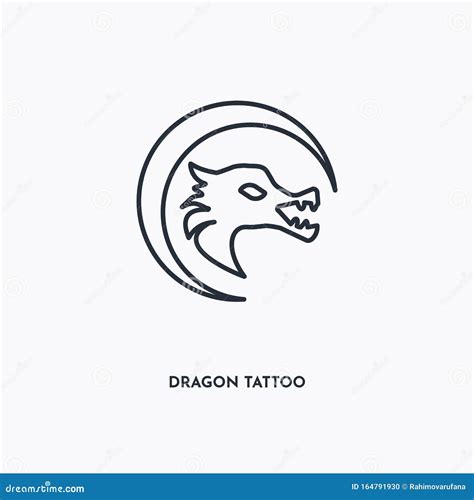 Dragon Tattoo Outline Icon Simple Linear Element Illustration