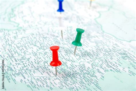 Push Pin And Map Stock Photo Adobe Stock