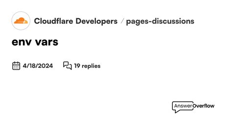 Env Vars Cloudflare Developers