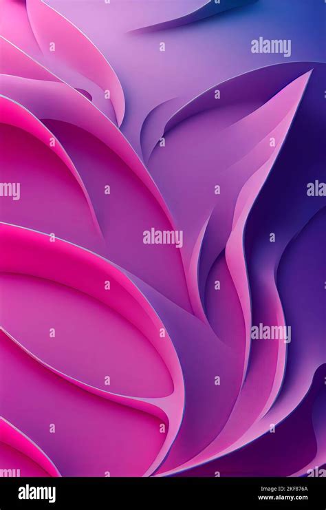 Hand Drawn Dynamic Pink Waves Pattern Collage Contemporary Print With