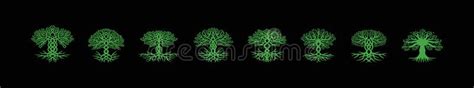 Set Of Tree With Roots In Various Models Design Template For Logo And More Cartoon Isolated On