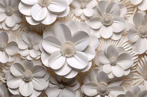 Premium Ai Image 3d Render Abstract Background With White Paper Flowers