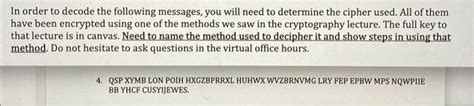 Solved In Order To Decode The Following Messages You Will Chegg