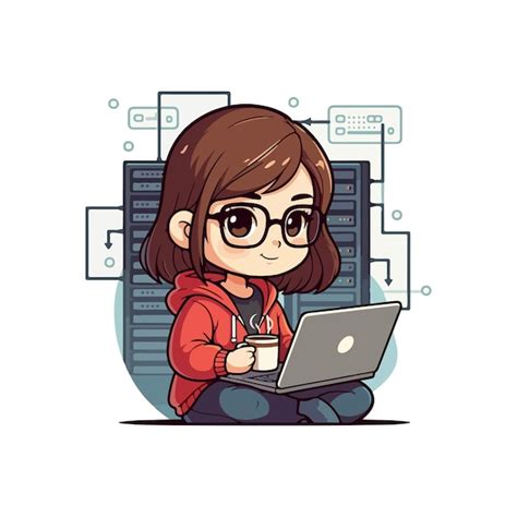 Software Developer Vector Illustration Communication Technology And Cyber Security Premium Ai