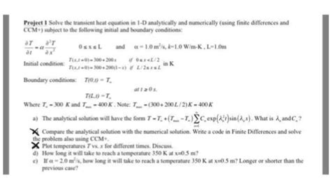 Solve The Transient Heat Equation In 1 D Analytically